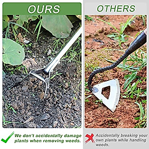 BARAYSTUS Garden Hoe for Weeding Long Handle Hula Hoe Stirrup Hoe Garden Tool Stainless Steel Poles Adjustable Long Handle Weeding Hoe, 55.9-INCH