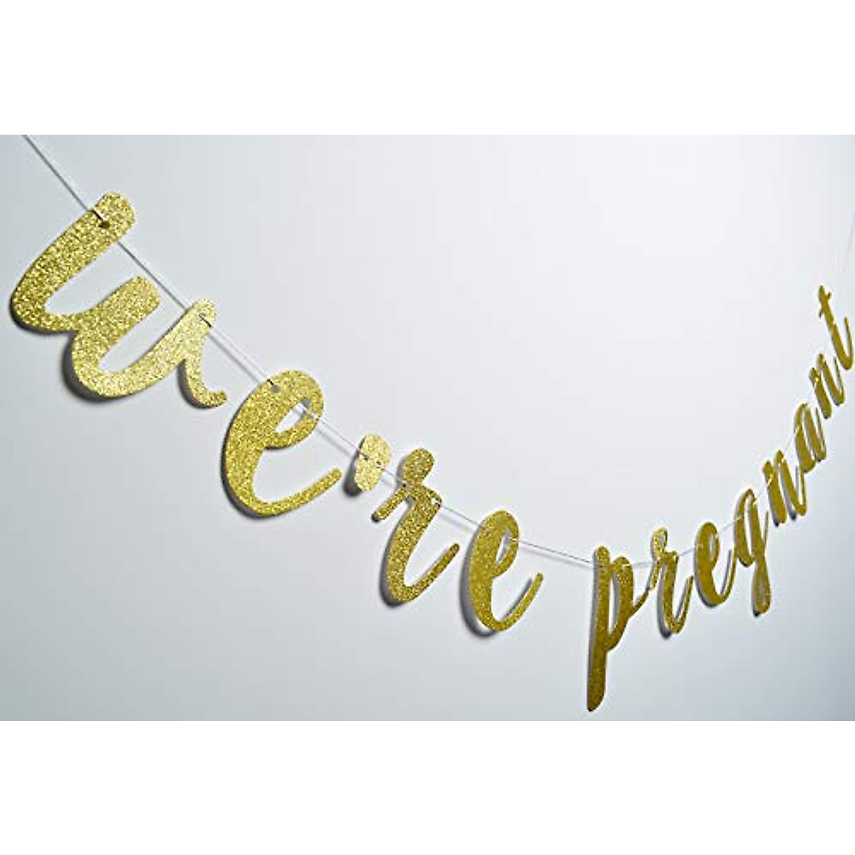 We're Pregnant Gold Glitter Banner For Pregnancy Announcement