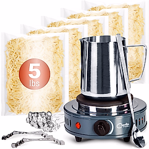 Candle Making Kit with Electronic Hot Plate, DIY Candle Maker Supplies: Bulk Organic Soy Candle Wax for Candle Making, Wax Melter, Pouring Pot, Starter Candle Kit for Adults, Beginners, and Kids (5lb)