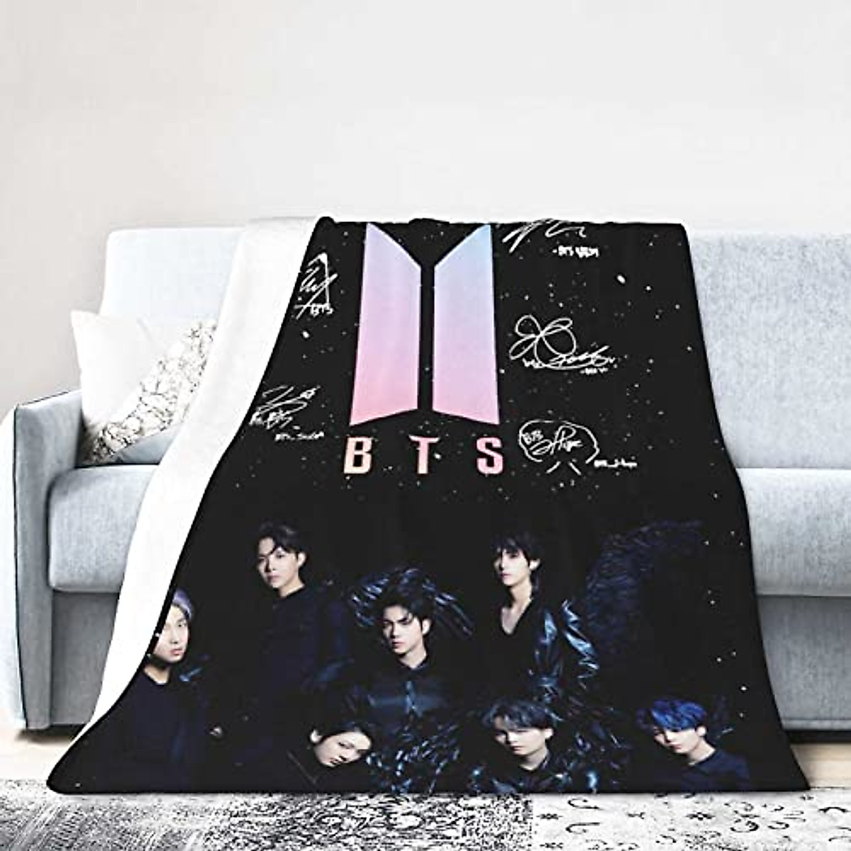 Plush Throw Flannel Blanket Home Furnishing Blanket Sofa Blanket Ultra Bedding Throws for Traveling Camping Gift 60'' x 50'' -1