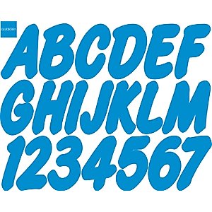 STIFFIE WhipOne Blueberry Blue SUPER STICKY 3" Alpha Numeric Registration Identification Numbers Stickers Decals for Sea-Doo SPARK, Inflatable Boats, RIBs, Hypalon/PVC, PWC and Boats.
