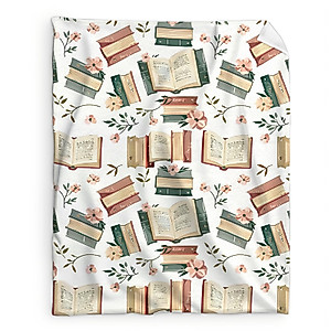 Book Lovers Gifts Blanket - Reading Blanket for Kids Boys Girls - 50x60 Inches Cute Lap Size Reading Throw Blanket for Library - Soft Fuzzy Comforter for Couch Sofa Bed
