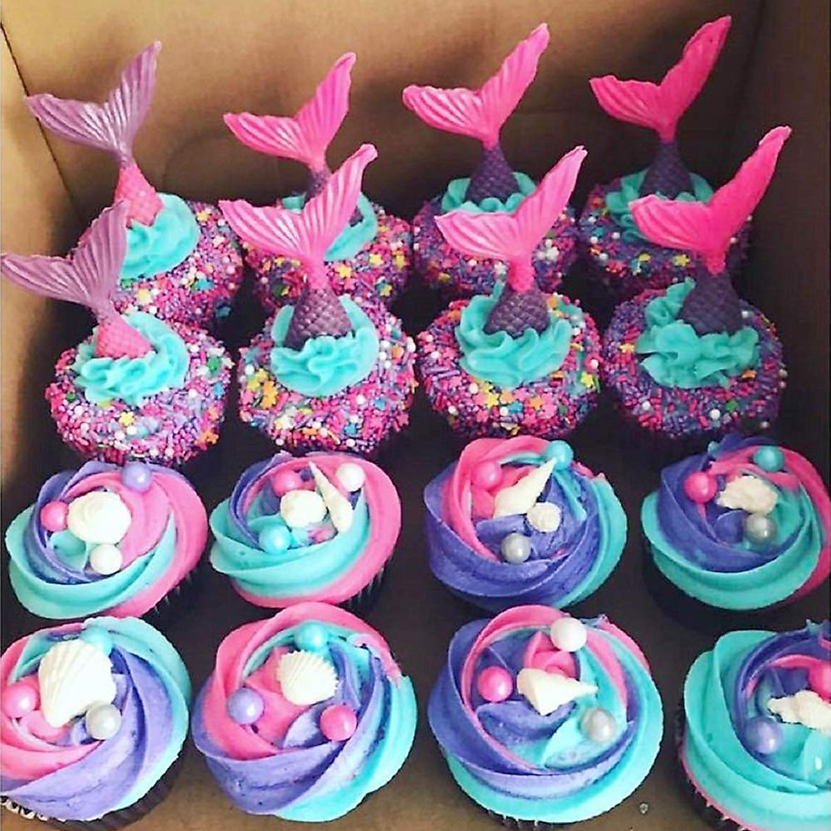 Seashell Silicone Fondant Mold Mermaid Tail Mold for Sea Creatures Beach Theme Wedding Birthday Party Cake Decoration Cupcake Topper (Set of 2)