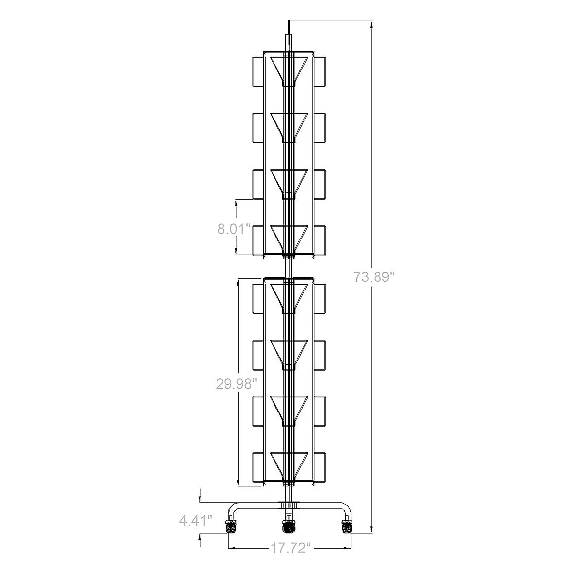 FixtureDisplays® 32 Adjustable Pockets Display Rack 5x7 7x5 up to 8.5" Wide X 8" Tall Cards, 1.27" deep Pockets, Double Tier Greeting Post Card Christmas Holiday Spinning Rack Stand Black 10095