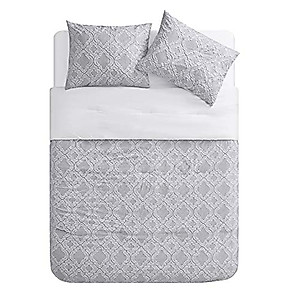 Tahari Home - King Comforter Set, 3-Piece Bedding with Matching Set, Modern Chic Room Decor (Sutter Grey, King)
