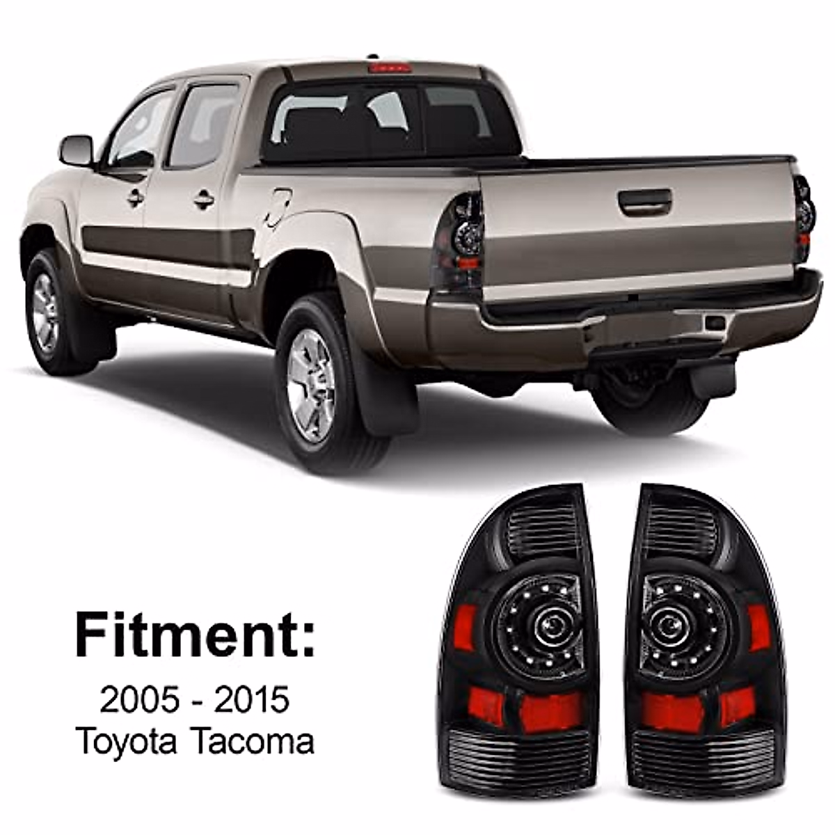 ALZIRIA LED Tail Light Rear Brake Lamp Compatible With 05-15 Tacoma 2005 2006 2007 2008 2009 2010 2011 2012 2013 2014 2015 Toyota Tacoma Driver Side And Passenger Side