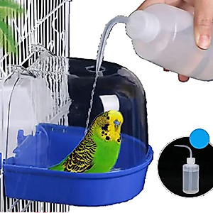 Yu~'s north Bird Bath Cage, Cleaning Pet Supplies Bathtub with Hanging Hooks Come Free Water Injector for Little Parrots Spacious Parakeets Portable Shower Most Birdcage (Random Color) (S)
