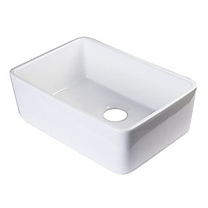 ALFI brand AB503UM-W White Single Bowl Fireclay Undermount Kitchen Sink, 24"