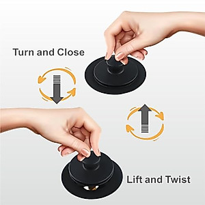 Black Universal Bathtub Drain Stopper Lift and Turn Conversion Kit, Wellup Bath Tub Drain Stopper with Easy to Install, Replaces Tip-Toe and Lift and Turn, Trip Lever drains for Tub (Matte Black)