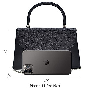 Dasein Women's Evening Bags Formal Party Clutches Wedding Purses Cocktail Prom Handbags with Frosted Glittering (Black)