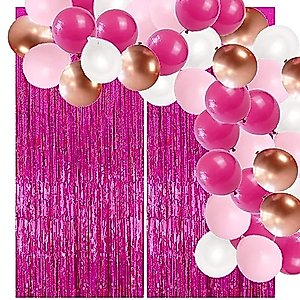 Barbie Bachelorette Party Decorations Valentine's Day Decorations Pink Princess Birthday Party Decorations Girl Barbie Princess Party Decorations Hot Pink and White Balloons Garland