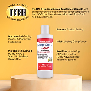 Omega-Caps Extra Strength Liquid for Cats & Dogs. Vet Formulated for Healthy Radiant Skin & Coat, Reduces Excess Shedding. Contains EPA, DHA, & Omega 3 for Joint, Heart & Immune System Support. 16 OZ.