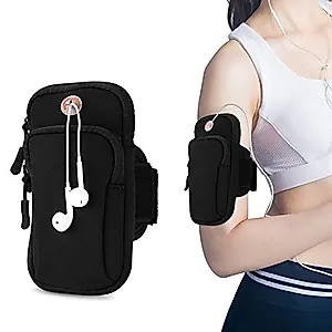 AiScrofa Cell Phone Armband for iPhone14 13Pro XR XS X 8 7, Galaxy S21 Ultra S20 S10 Sweatproof Sports Running Armband with Adjustable Elastic Band & Key Holder for Running, Walking(Black)