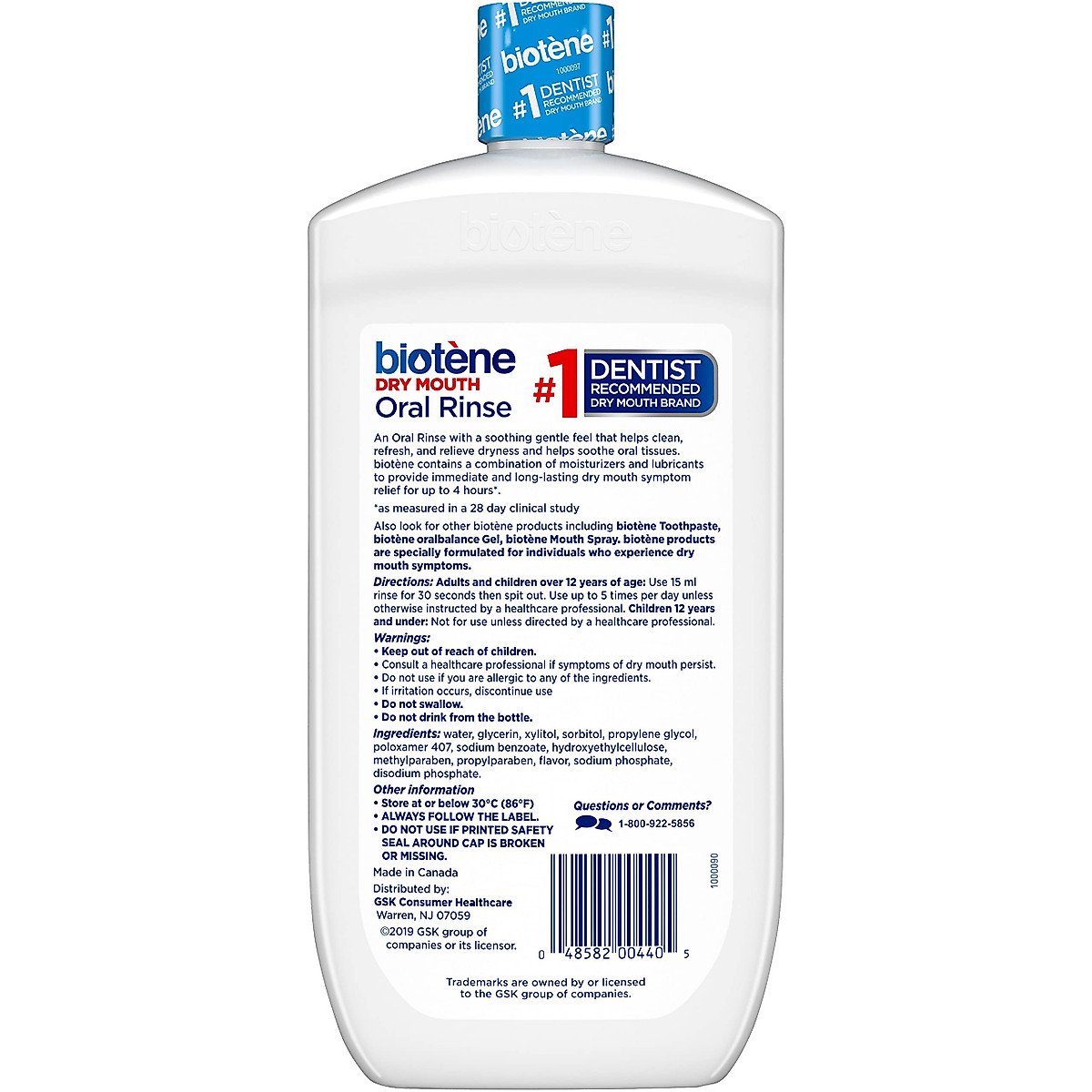 Biotene Oral Rinse Mouthwash for Dry Mouth, Breath Freshener and Dry Mouth Treatment, Fresh Mint - 33.8 fl oz