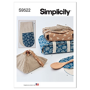 Simplicity Casserole Carriers, Pie Holder, and Oven Mitt Sewing Pattern Kit, Code S9522, One Size, Multicolor