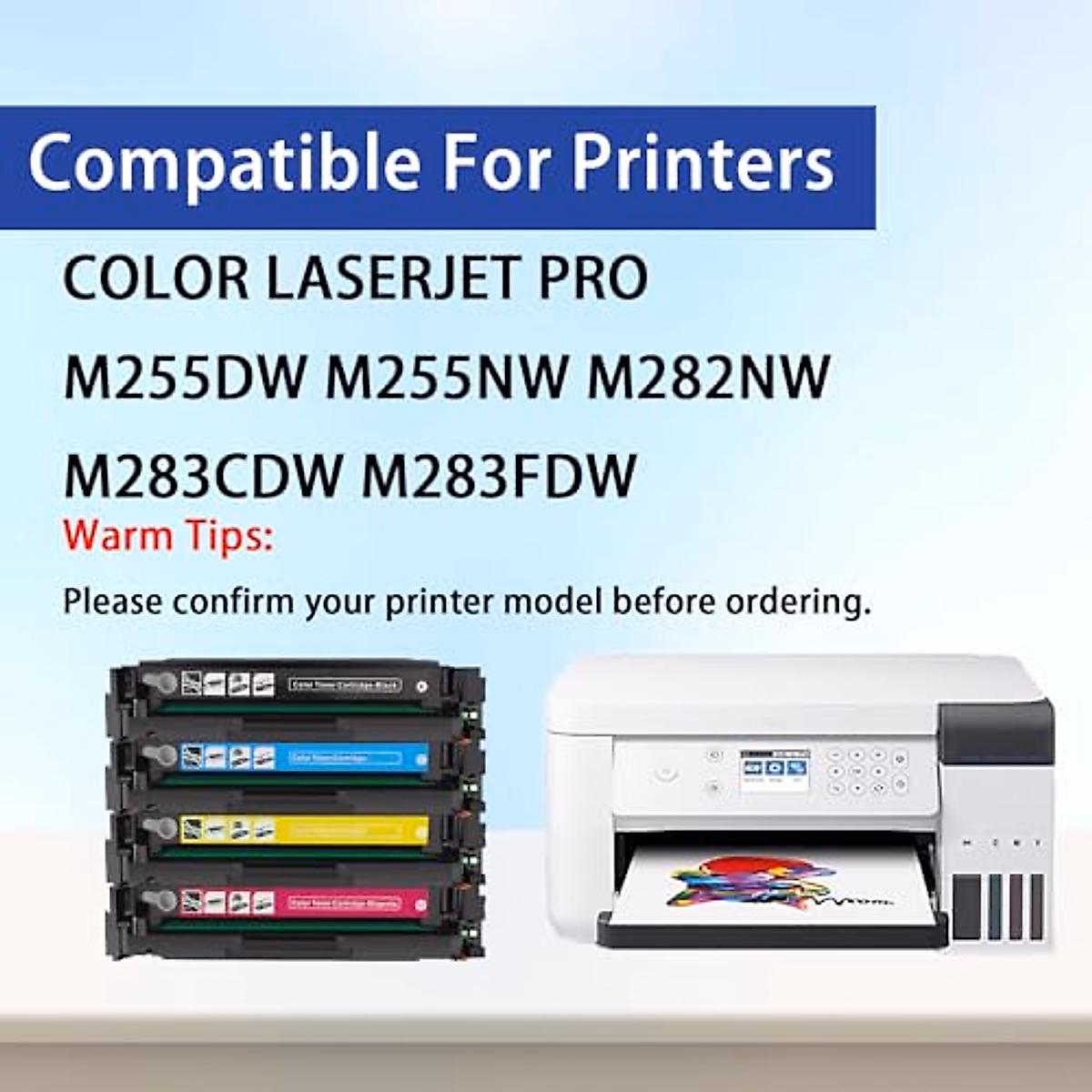 206A Toner Cartridges Compatible for Hp W2110A W2111A W2113A W2112A High Yield Toner Cartridges with Chip Work for M255DW M255NW M282NW M283CDW M283FDW Printer Cyan