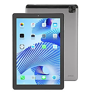 RTLR Grey Tablet, 5G WiFi 10.1 Inch Reading Tablet for Gaming (US Plug)