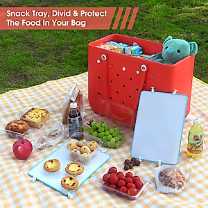 Raymall 2pcs Divider Tray for Bogg Bag, Inserts Dividers for X Large Bogg Bag Accessories Inserts, Large Simply Southern Tote Bag Divider Tray Compatible with Original Bogg Bag Divider (Pink+White)