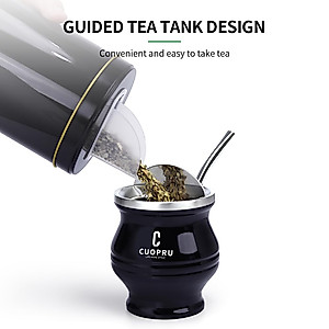Cuopru Yerbero Yerba Mate Container with Spout - Pouring Lid Easy Filling Mate Cup - Works for Dispenser Sugar, Tea, Coffee, Container for Ground Coffee (Balck)