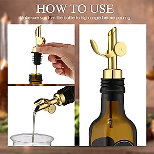 6 Pcs Weighted Stainless Steel Liquor Bottle Pourers Auto Flip Olive Oil Dispenser Spout Balsamic Alcohol Pourer Spouts (Gold)