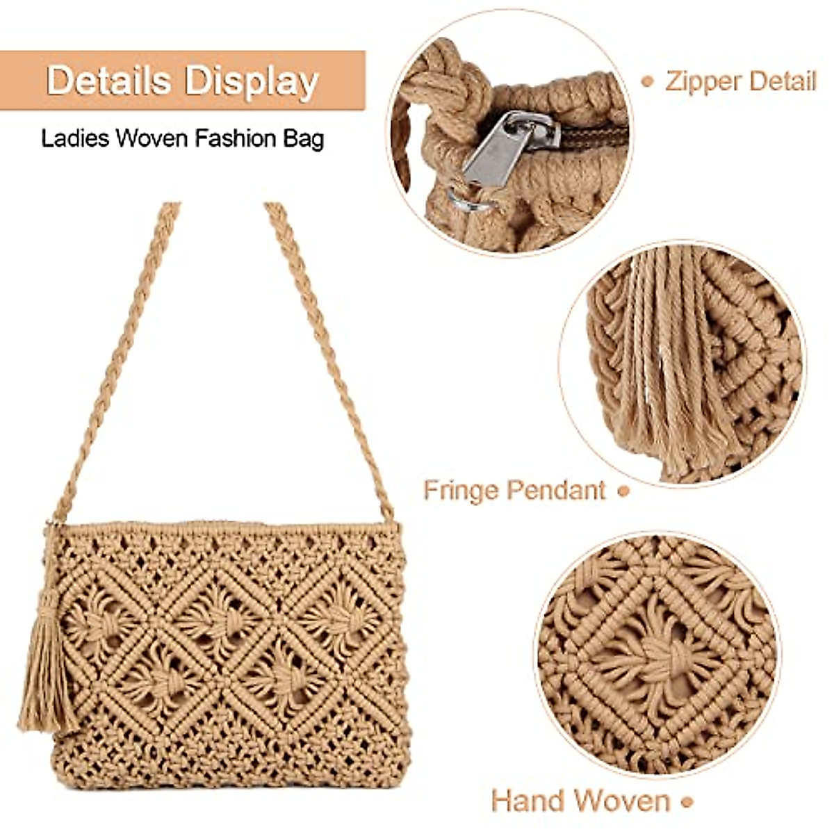LUI SUI Women’s Handwoven Crossbody Purse Summer Beach Clutch Purses Woven Handmade Shoulder Handbag
