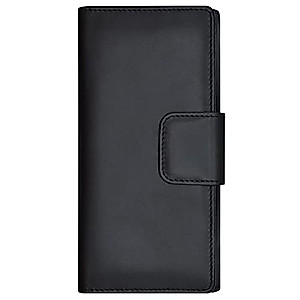 Leather SR Women Leather Wallets RFID Blocking Large Capacity Ladies Tab Clutch Wallet With ID Window Zipper Pocket Multi Card Organizer (Black RFID)