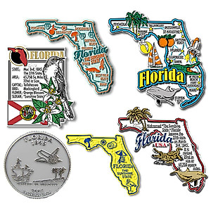 Florida Six-Piece State Magnet Set by Classic Magnets, Includes 6 Unique Designs, Collectible Souvenirs Made in The USA