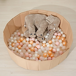 TRENDPLAY Pit Ball for Baby Toddlers Pet Fun Toys for Ball Pit Pool Playpen, Indoor Outdoor Play with Storage Bag, Pack of 100, Pink+Gold+White+Transparent