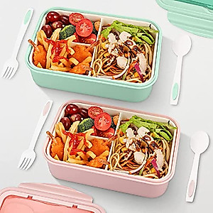 MUJUZE Bento Lunch Box for Adults/Kids, Bento Box Adult Lunch Box,Leak-Proof Bento Box for Kids, Microwable Bento Boxes,Containers for Lunch Food-Safe Materials and BPA-Free（Pink）
