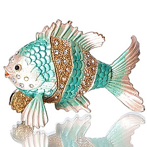 Waltz&F Tropical fish Trinket Box Hinged Hand-painted Animal Figurine Collectible Ring Holder