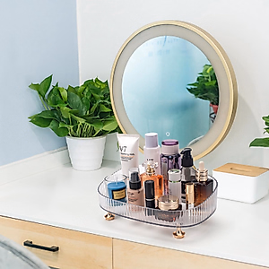 Makeup Perfume Organizer, Bathroom Vanity Tray, Decorative Dresser Tray, Countertop Organizer Tray for Cosmetics, Clear