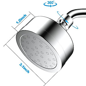 Fixed Rain Shower Head, 3.0 GPM High-Pressure Water Flow with Adjustable Angles, Full Stainless Steel Wall Mounted Luxury Washable Rainfall Showerhead, No Painting Peeling-Bright Black