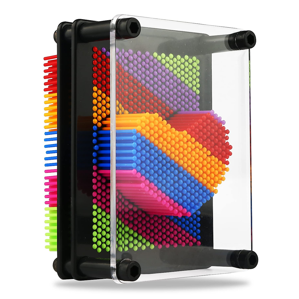 LXS 3D Pin Art Board Toy, Colourful Plasic Board Size(3.75 x 5 inches), Classic Pin Impression Art Toys Sculpture for Children Kids