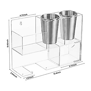 HBlife Hair Tool Organizer Wall Mounted with Drawer, Clear Acrylic Hair Styling Tools Organizer, Blow Dryer Holder, Caddy Storage for Hair Brush