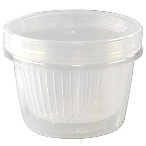 HOME-X Clear Plastic Storage Container with Removable Strainer and Lid, Small Food Storage Container, 1-Cup Capacity, 4 ½” L x 3 ½” W x 3 ¼” H, Opaque