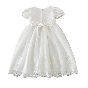 DINGDONG'S CLDINGDONG'S Closet Baby Toddler Girls Christening Baptism Embroidered Flower Dress with Bonnet 2Pieces Grown Outfit(6Months)
