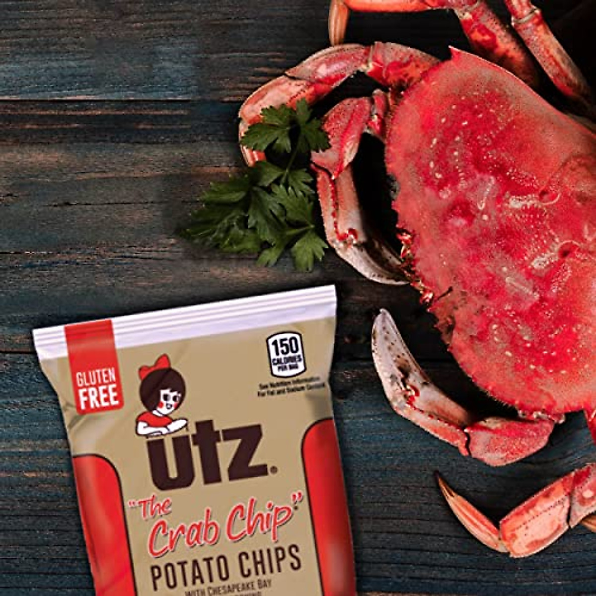 Utz Crab Chips 1 oz. Bags, 42 Count, Crispy Fresh Potato Chips, Perfect for Vending Machines, Individual Snacks to Go, Trans-Fat Free