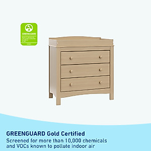 Graco Noah 3 Drawer Chest with Changing Topper (Driftwood) - GREENGUARD Gold Certified, Dresser for Nursery, 3 Drawer Dresser, Kids Dresser, Nursery Dresser Drawer Organizer, Chest of Drawers