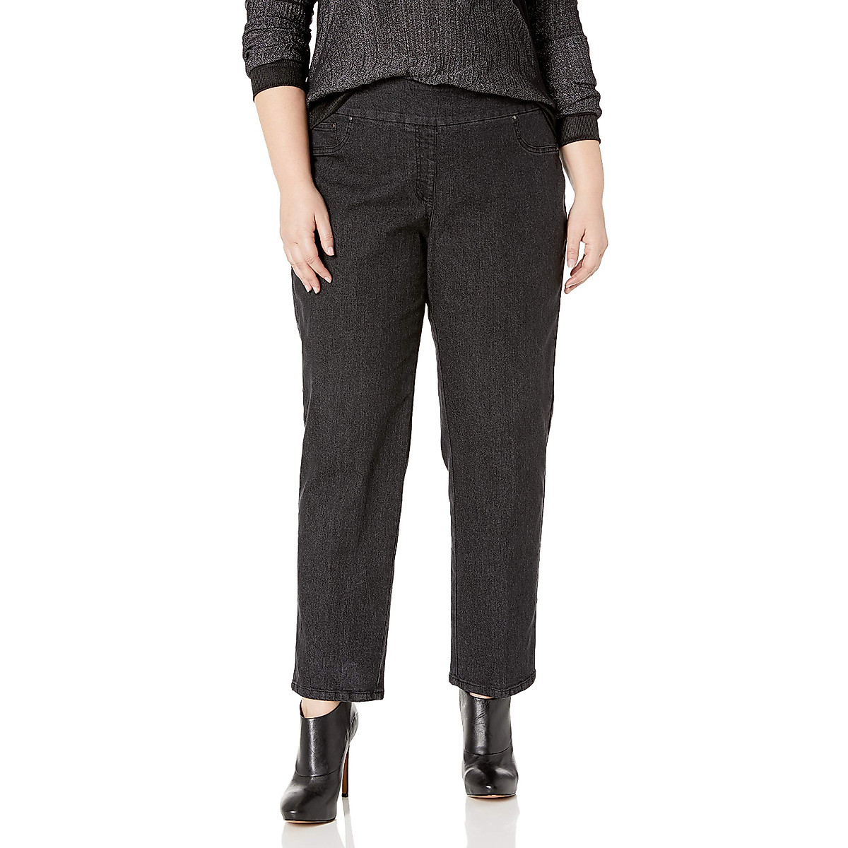 Ruby Rd. womens Plus-size Pull-on Extra Strech Denim Jeans, Black, 14 US