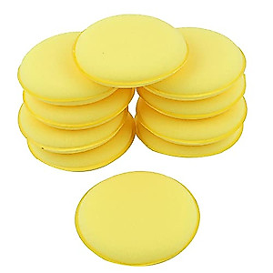 uxcell 10 Pcs Round Shaped Car Auto 4 Inch Dia Sponge Wax Applicator Pads Yellow