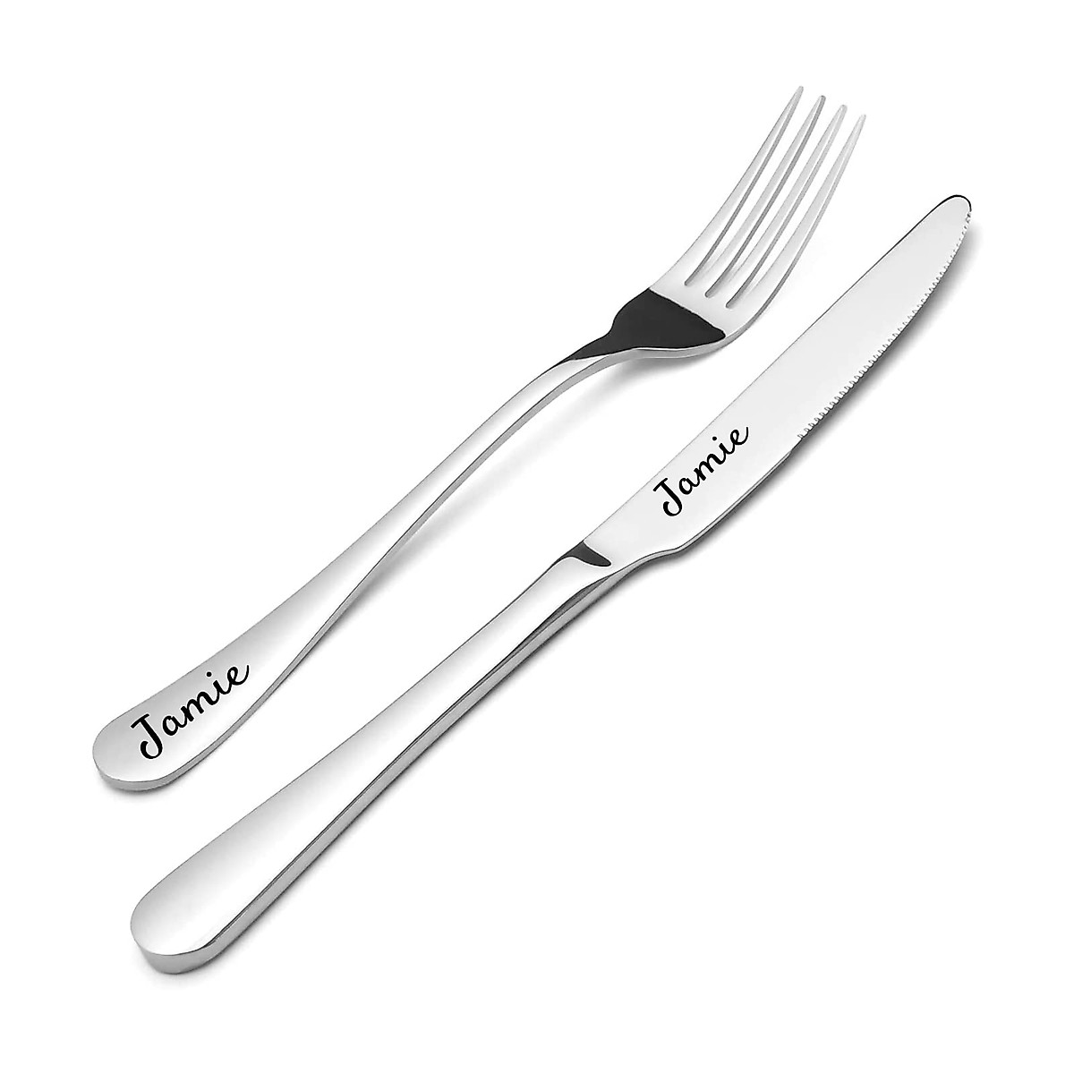 AIPNIS Custom Flatware Set,Personalized Engraving Name Dinner Forks/Knives/Spoons Stainless Steel Flatware,Customized Birthday Christmas Gift