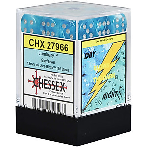 Chessex 27966 Dice, Sky W/Silver, 12 mm