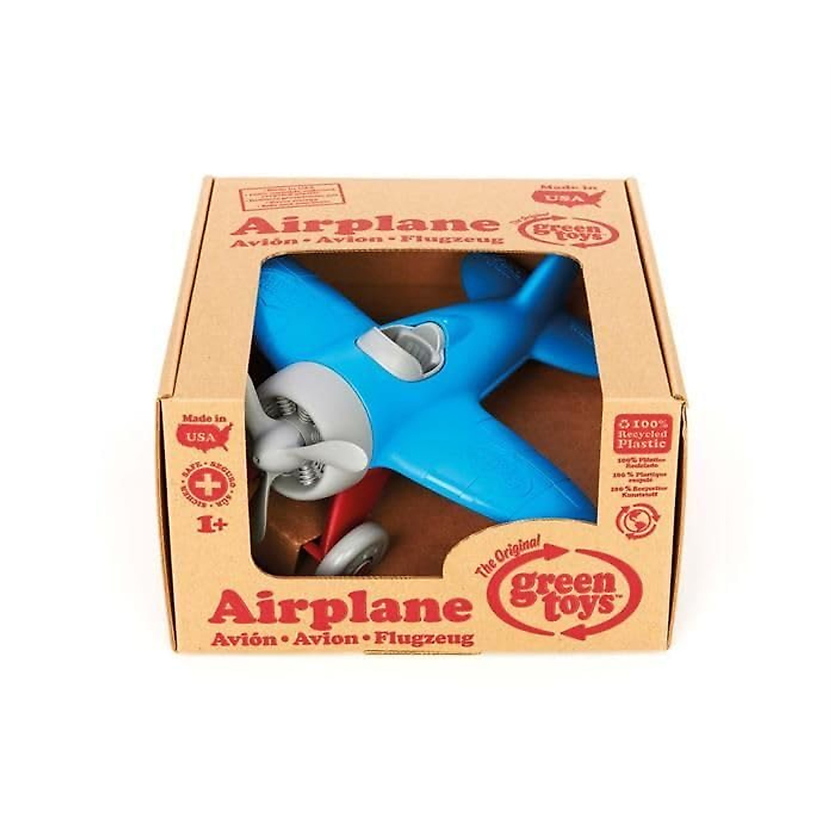 Green Toys Airplane - BPA, Phthalates Free, Blue Air Transport Toy for Introducing Aeronautical Knowledge, Improving Grasping Power. Toy Vehicles