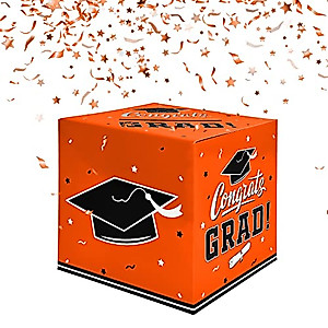 Gatherfun Graduation Party Decorations Graduation Box Graduation Card Box for Graduation Gift Graduation Party Favors Decor Party Supplies Orange