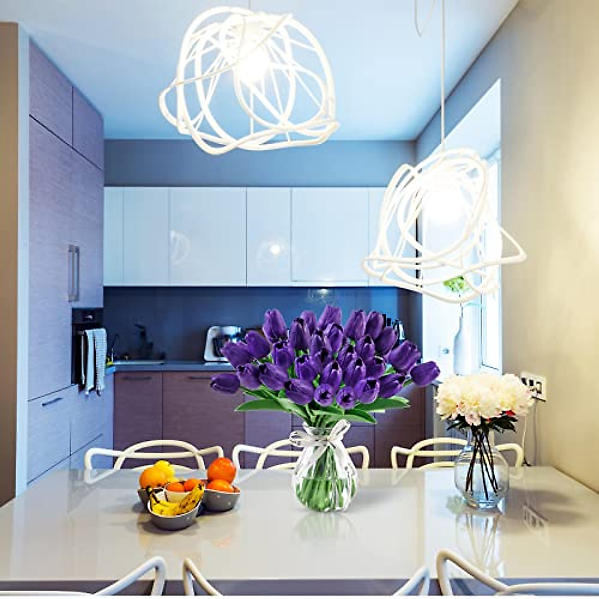 Starryle 10pcs Artificial Tulips Real Touch Fake Flowers for Decoration PU Faux Tulips for Home Bathroom Bedroom Office Table Wedding Bouquet Centerpiece Floral Arrangement Décor