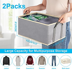 roomtalk Fabric Storage Baskets 2 Pack, Collapsible Fabric Storage Bins with Handles, 11.8" W x 16.5" D x 7.9" H, Grey.