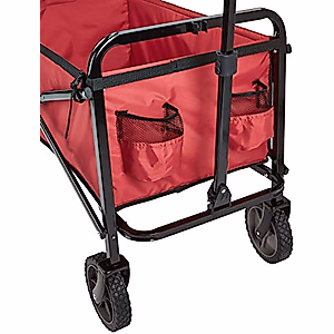 Amazon Basics Collapsible Folding Outdoor Utility Wagon with Cover Bag, Red