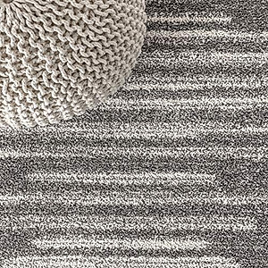 JONATHAN Y MOH205B-4 Aya Berber Stripe Geometric Indoor Farmhouse Area-Rug Bohemian Minimalistic Striped Easy-Cleaning Bedroom Kitchen Living Room Non Shedding, 4 X 6, Gray,Cream