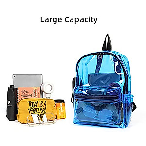 svlftecon Stylish Clear Backpack for Women and Men Lightweight Water Resistant PVC for Work Travel College See Through Transparent (Black,Large)