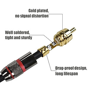 Mugteeve Dual XLR Female to Dual RCA Male Phono Cable Adapter, 10 Feet Balanced 3pin XLRF to Unbalanced RCA Speaker Cable, Gold Plated, OFC Shielded, Noise-Free, for Mixer, Subwoofer, Amplifier